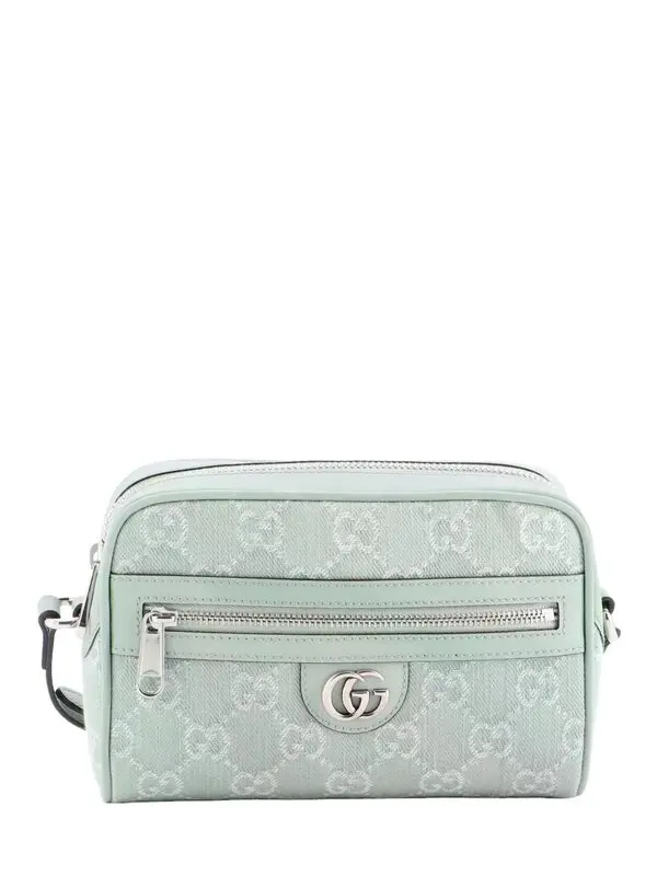 Gucci Ophidia Gg Denim And Leather Mini Shoulder Bag - Green