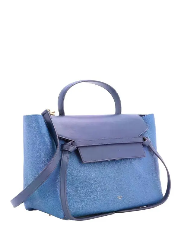 Celine Bicolor Leather Mini Satchel Belt Bag - Blue
