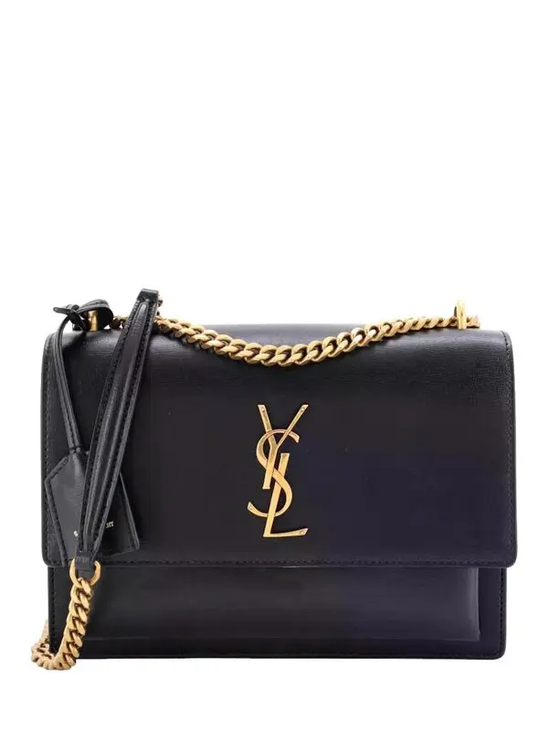 Saint Laurent Sunset Leather Crossbody Bag - Black