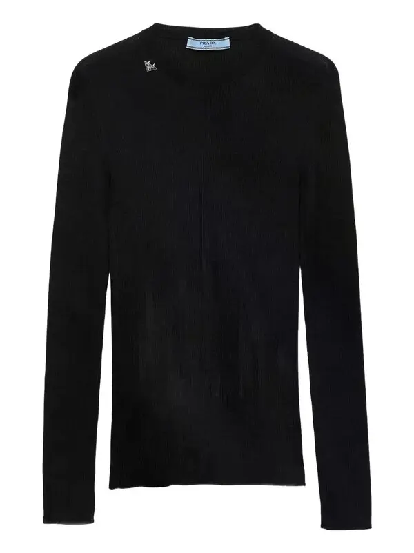 Prada Ribbed Triangle-logo Sweater - Black