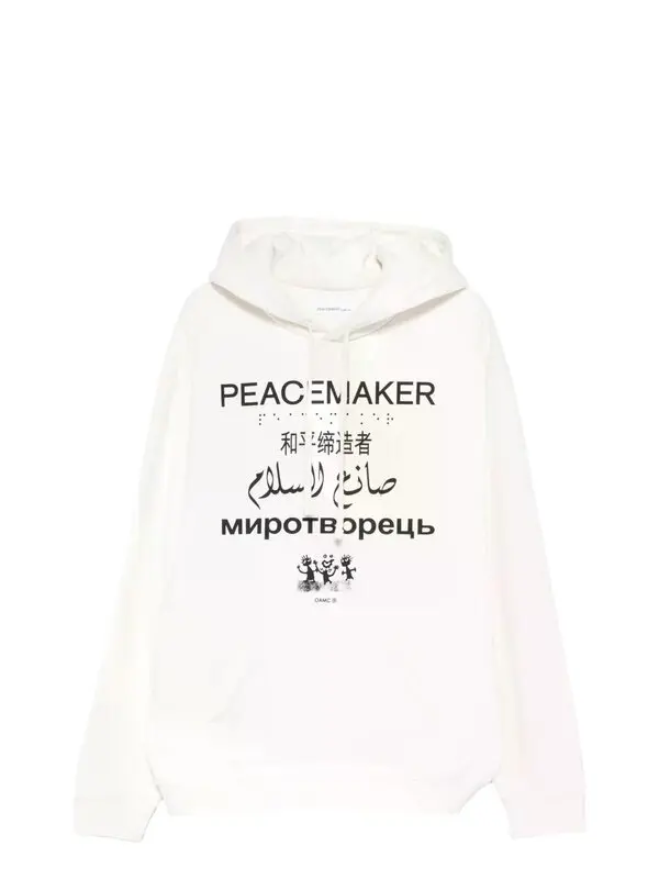 PEACEMAKER OAMC Graphic-lettering Long-sleeve Hoodie - White