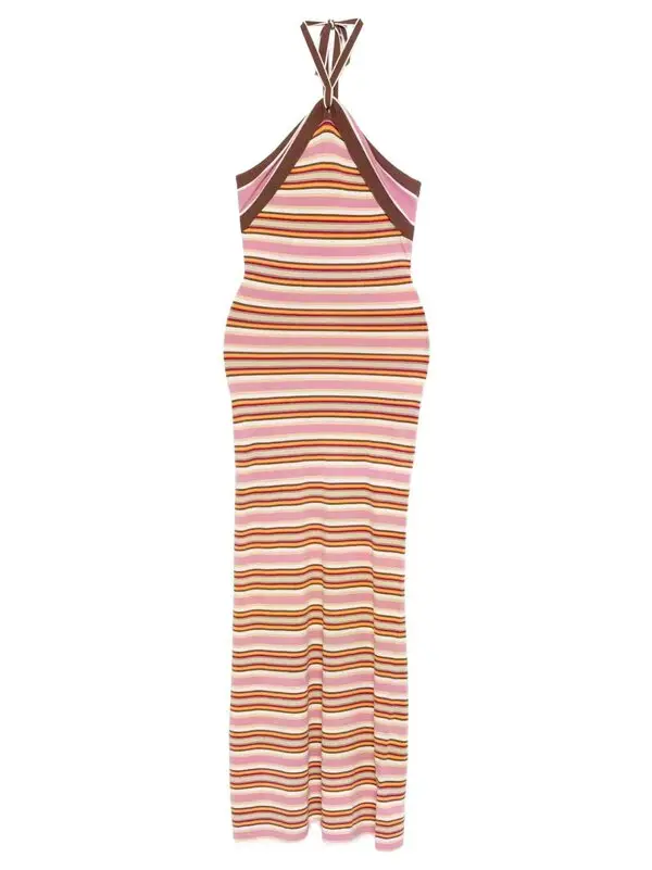 Faithfull The Brand Axel Halterneck Striped Maxi Dress - Pink
