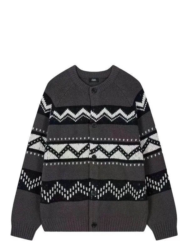 STUDIO TOMBOY Fair Isle Round-neck Cardigan - Grey
