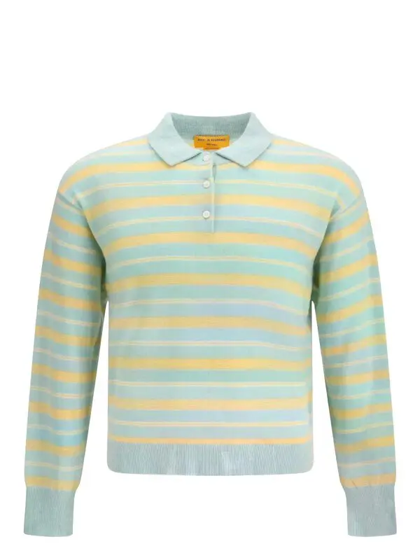 Guest In Residence Striped Ribbed Polo Shirt - Blue