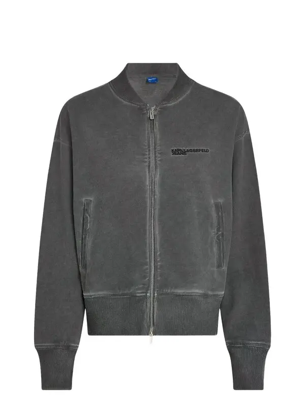 Karl Lagerfeld Washed Zip-up Sweatshirt - Grey