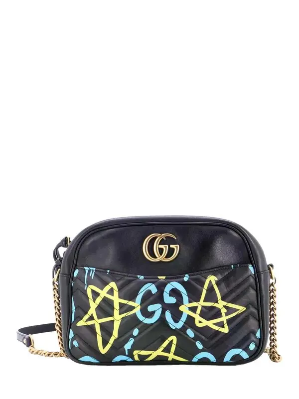 Gucci Gg Marmont Ghost Matelasse Leather Medium Shoulder Bag - Black