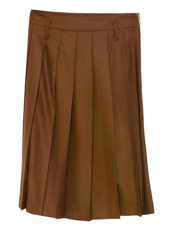 SEMICOUTURE Estella Pleated Skirt - Brown