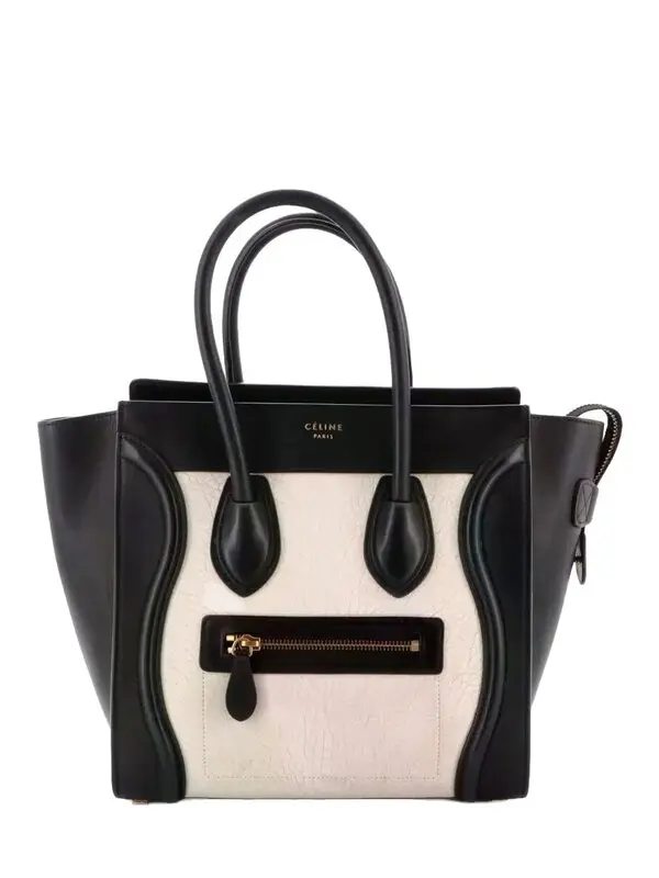Celine Bicolor Luggage Micro Tote Bag - Black