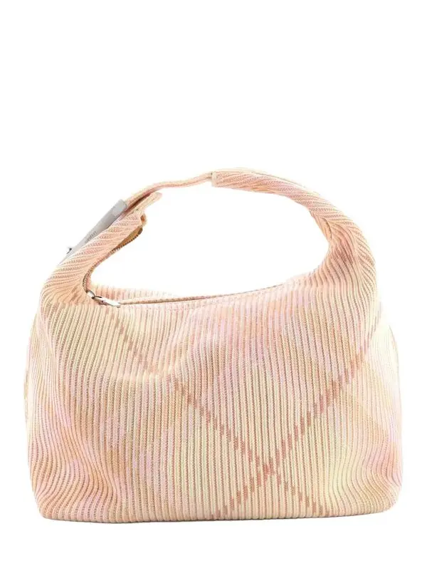 Burberry Peg Handle Knit Check Hobo Bag - Orange