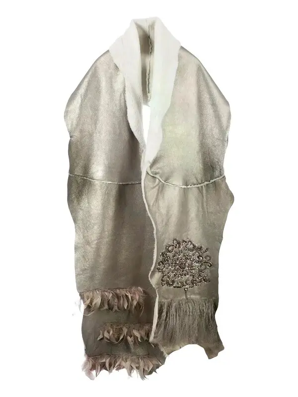 LE CUIR PERDU Metallic Shearling Cardi-coat - Grey