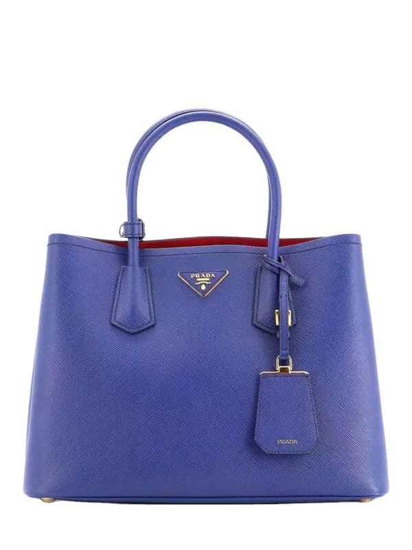 Prada Cuir Double Saffiano Leather Medium Tote Bag - Blue