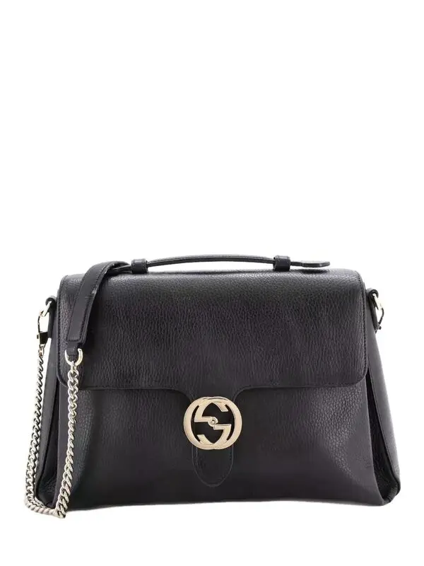 Gucci Interlocking Top Handle Shoulder Bag - Black