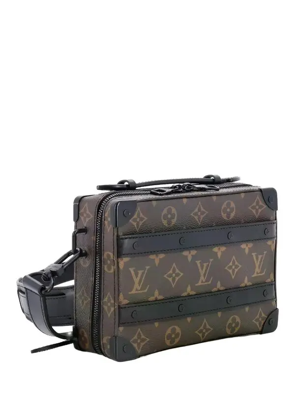 LOUIS VUITTON Handle Soft Trunk Bag Macassar Monogram Canvas Crossbody - Black