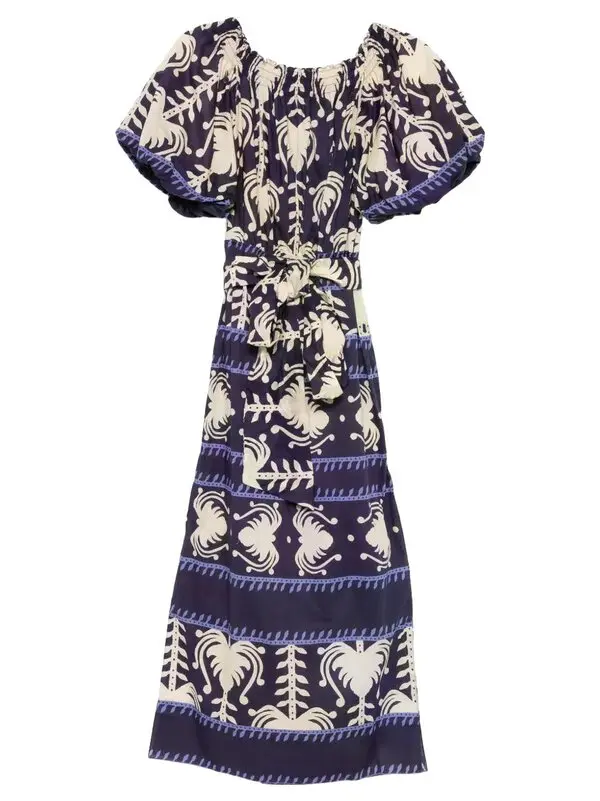 Johanna Ortiz Patterned Off-shoulder Midi Dress - Purple