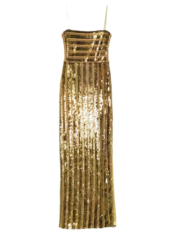 Galvan Sequin Bandeau Gown - Yellow