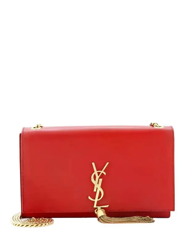 Saint Laurent Classic Monogram Tassel Leather Crossbody Bag - Red