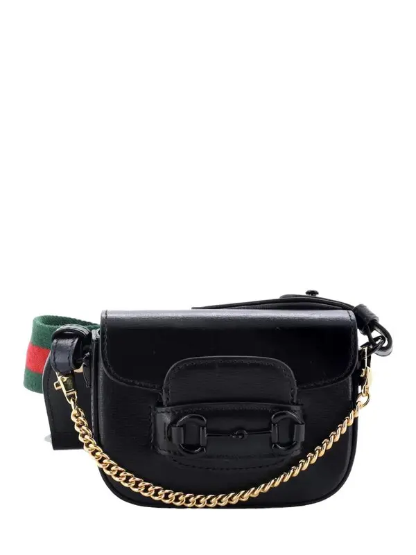 Gucci Horsebit 1955 Flap Wallet With Strap - Black
