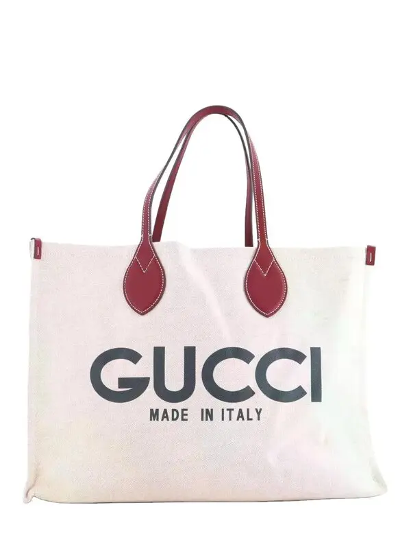 Gucci Logo Shopper Printed Canvas Medium Tote Bag - Neutrals