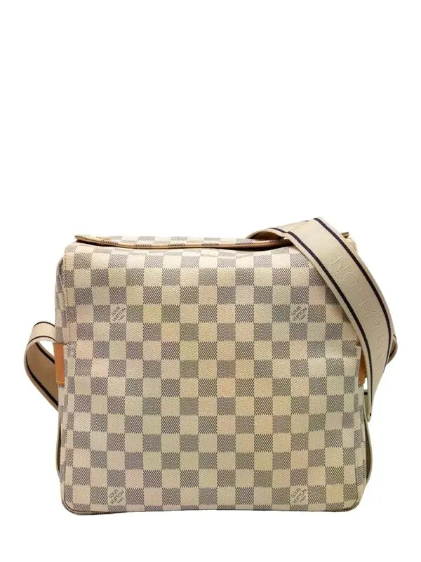 LOUIS VUITTON 2007 Damier Azur Naviglio Crossbody Bag - White