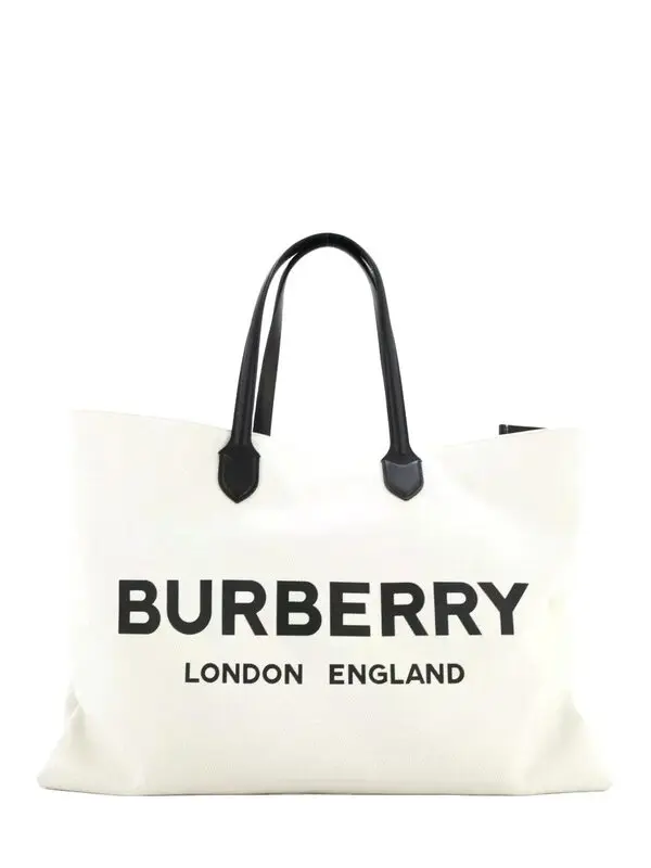 Burberry Lewes Logo Canvas Xl Tote Bag - Neutrals