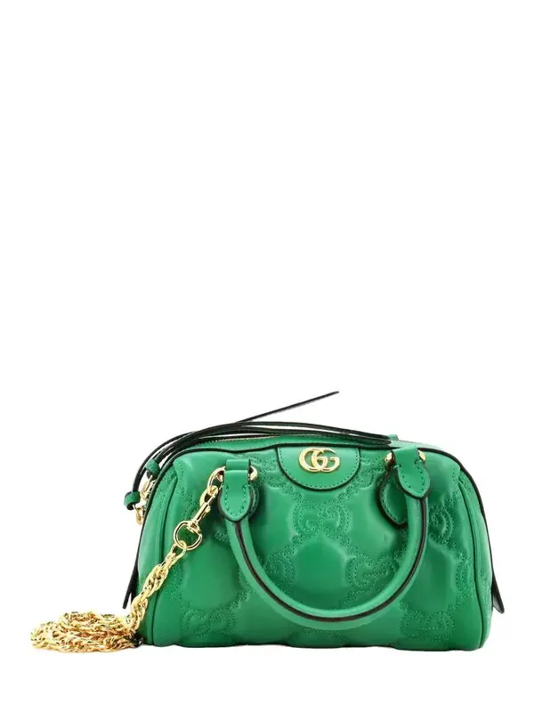 Gucci Ophidia Convertible Boston Top Handle Bag Gg Matelasse Leather Mini Crossbody - Green