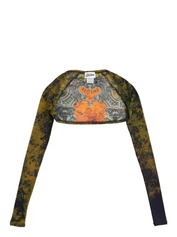 JEAN PAUL GAULTIER Médeillon-print Cropped Jacket - Brown