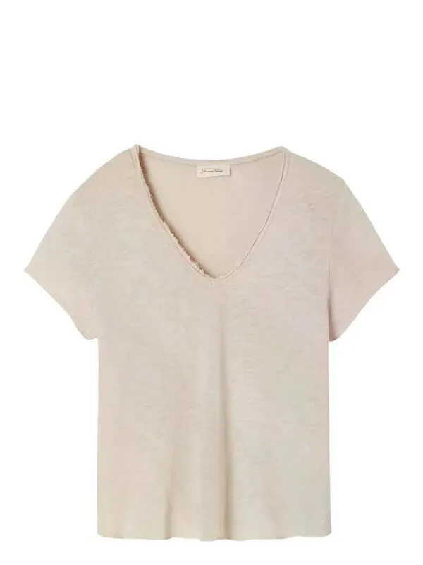 American Vintage Sonoma Brushed V-neck T-shirt - Neutrals