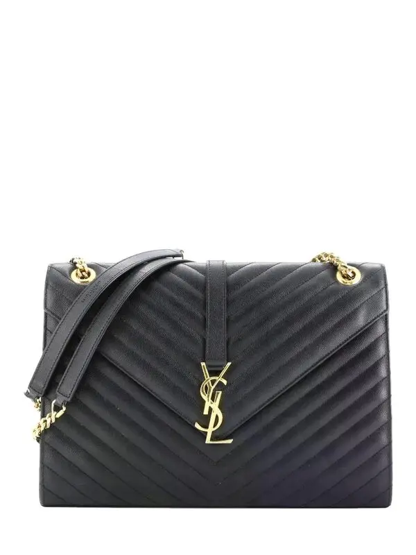 Saint Laurent Monogram Envelope Satchel - Black