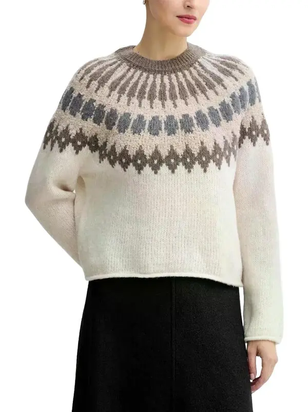 Marc O'polo Patterned Round-neck Sweater - Neutrals