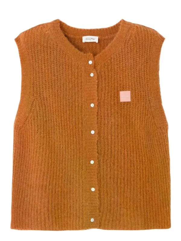 American Vintage Sleeveless Button Vest - Brown