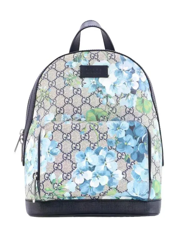 Gucci Blooms Print Gg Coated Canvas Small Backpack - Blue