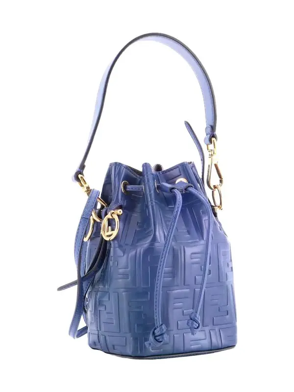 Fendi Mon Tresor Zucca Embossed Leather Mini Bucket Bag - Blue