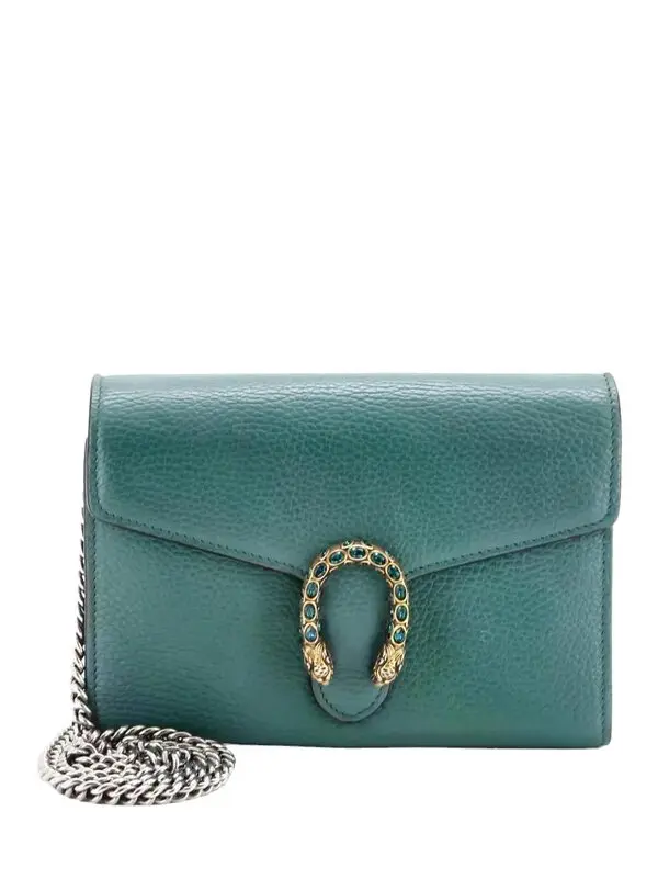 Gucci Dionysus Chain Wallet Leather Embellished Crossbody Bag - Green