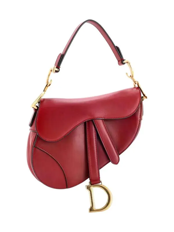 Dior Saddle Handbag Leather Mini Shoulder Bag - Red
