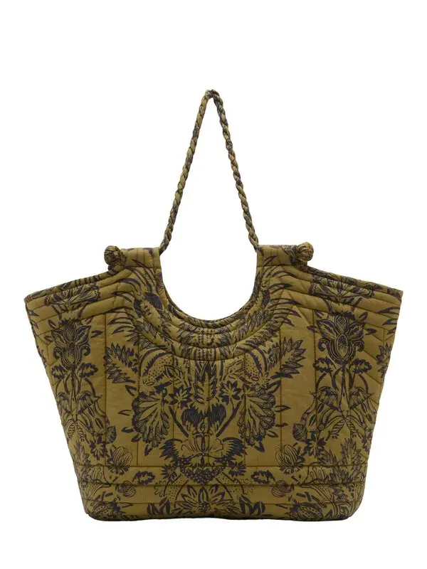 Ulla Johnson Quilted Cotton Tote - Olive Flora