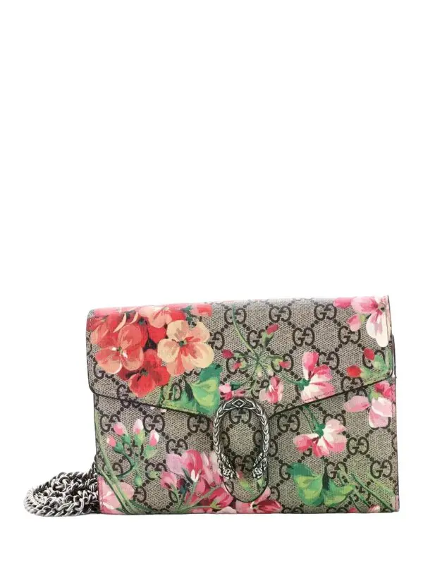 Gucci Dionysus Chain Wallet Blooms Print Gg Coated Canvas Crossbody Bag - Brown