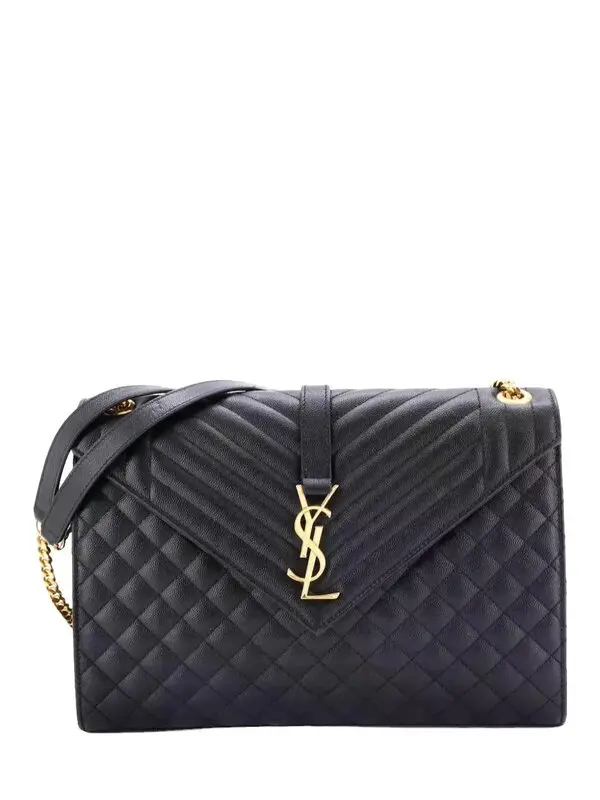 Saint Laurent Classic Monogram Envelope Satchel - Black