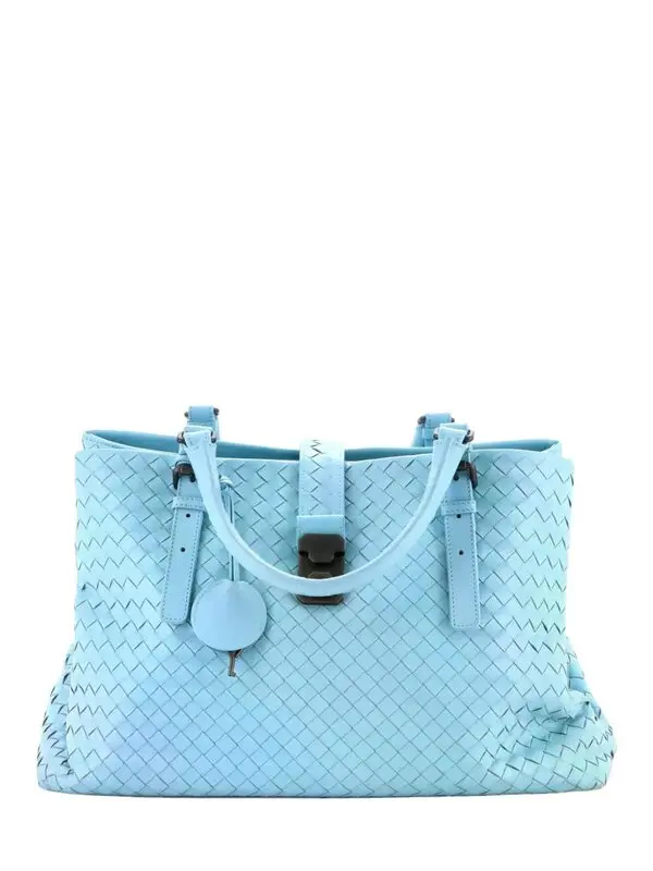 Bottega Veneta Roma Intrecciato Nappa Medium Tote Bag - Blue