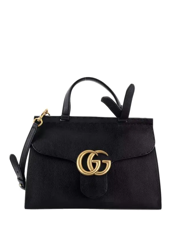 Gucci Gg Marmont Top Handle Small Satchel - Black