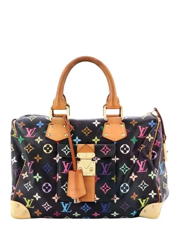 LOUIS VUITTON Speedy Handbag Monogram Multicolor 30 Satchel - Black