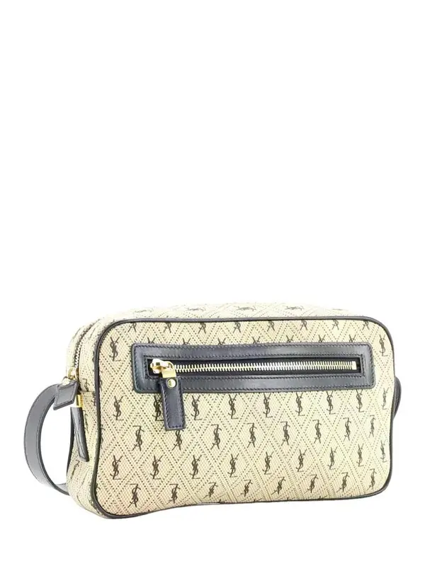 Saint Laurent Camera Bag Monogram All Over Canvas Small Shoulder Bag - Neutrals