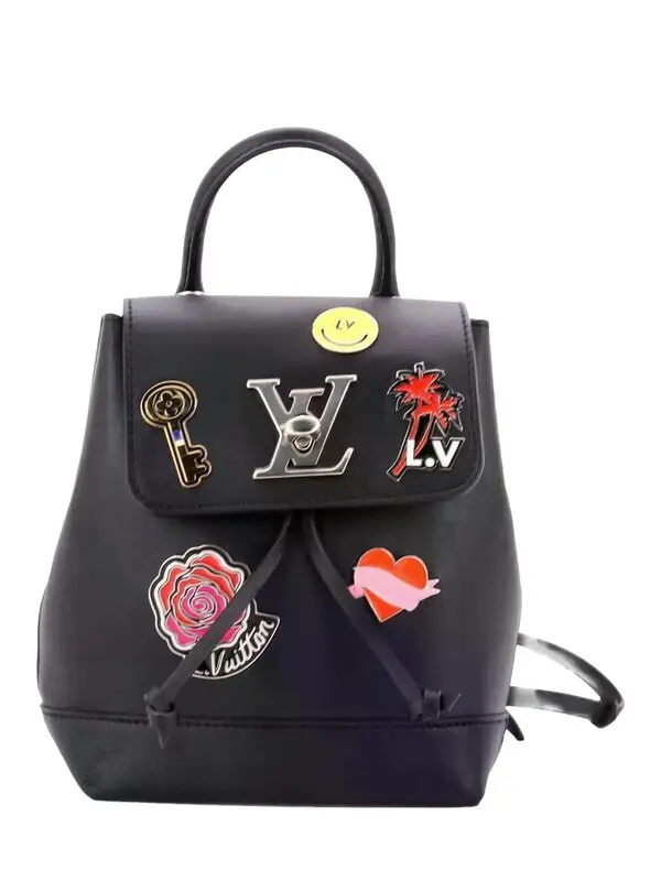 LOUIS VUITTON Lockme Limited Edition Pin Embellished Leather Mini Backpack - Black