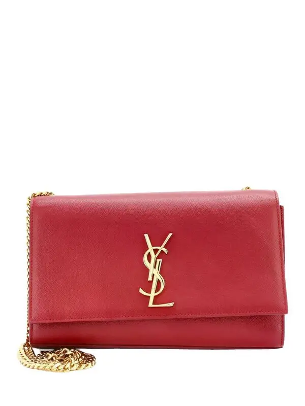 Saint Laurent Monogram Grainy Leather Crossbody Bag - Red