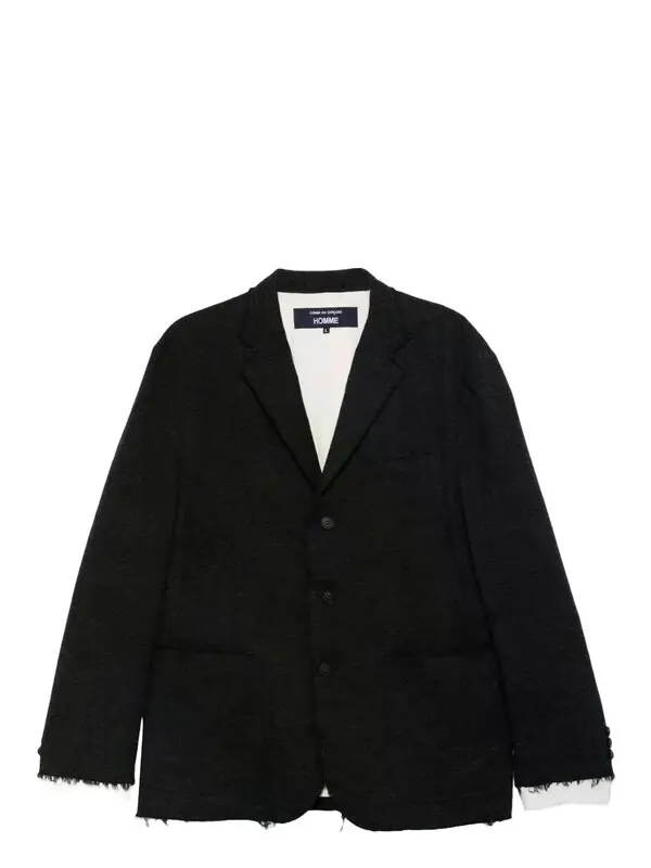 Comme Des Garçons Single-breasted Frayed-edge Blazer - Black