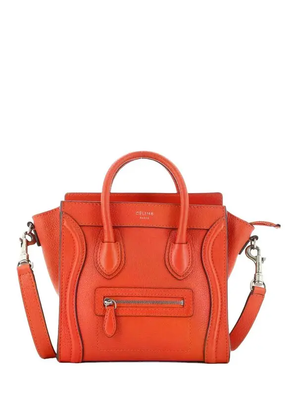 Celine Luggage Bag Grainy Leather Nano Crossbody Bag - Orange