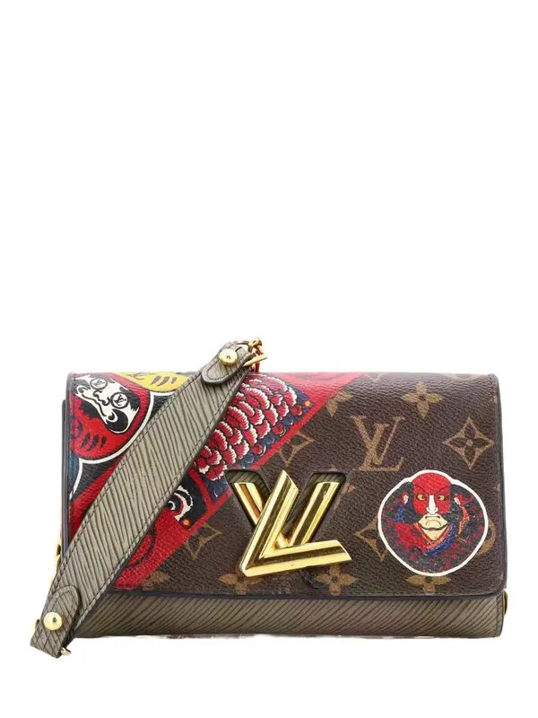LOUIS VUITTON Twist Chain Wallet Limited Edition Kabuki Stickers Monogram Canvas Crossbody Bag - Brown