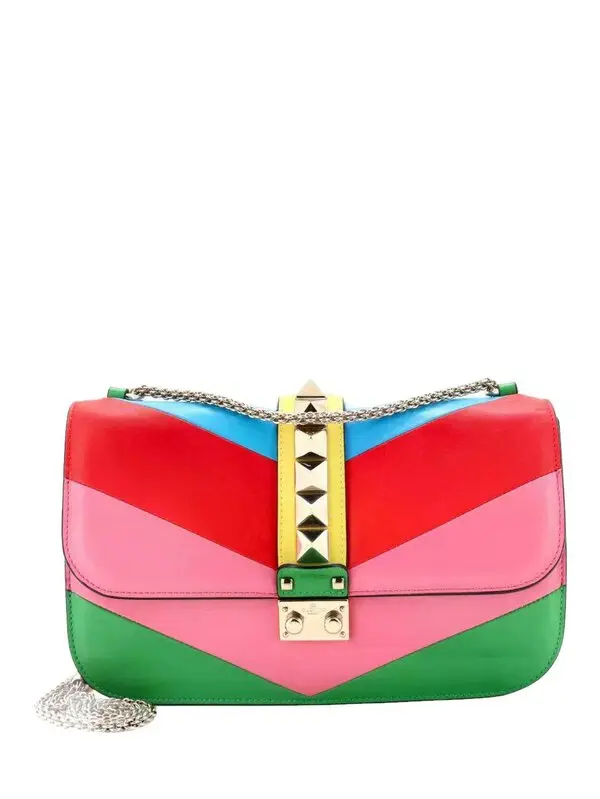 Valentino Garavani 1973 Glam Lock Striped Leather Shoulder Bag - Multicolour