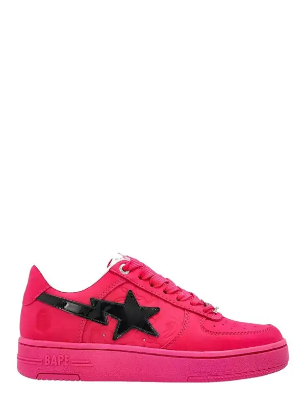A BATHING APE Star-appliqué Leather Sneakers - Pink