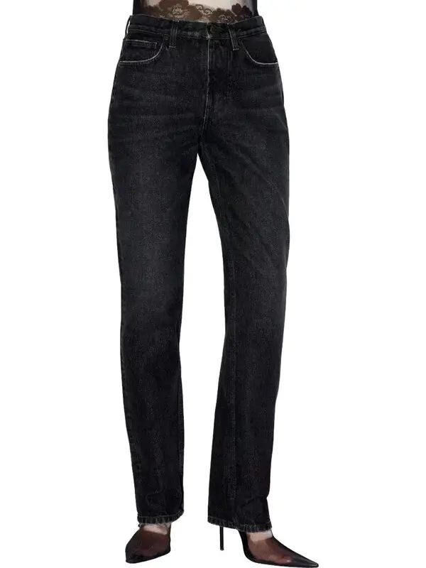 JEAN PAUL GAULTIER Logo-patch High-waist Straight-leg Jeans - Black