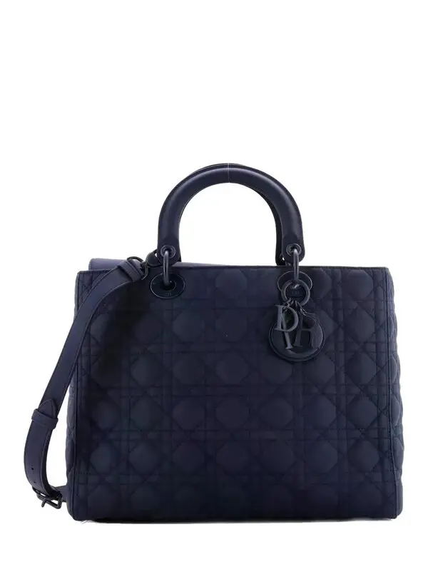 Dior Ultra Matte Lady Bag Cannage Quilt Calfskin Large Satchel - Blue